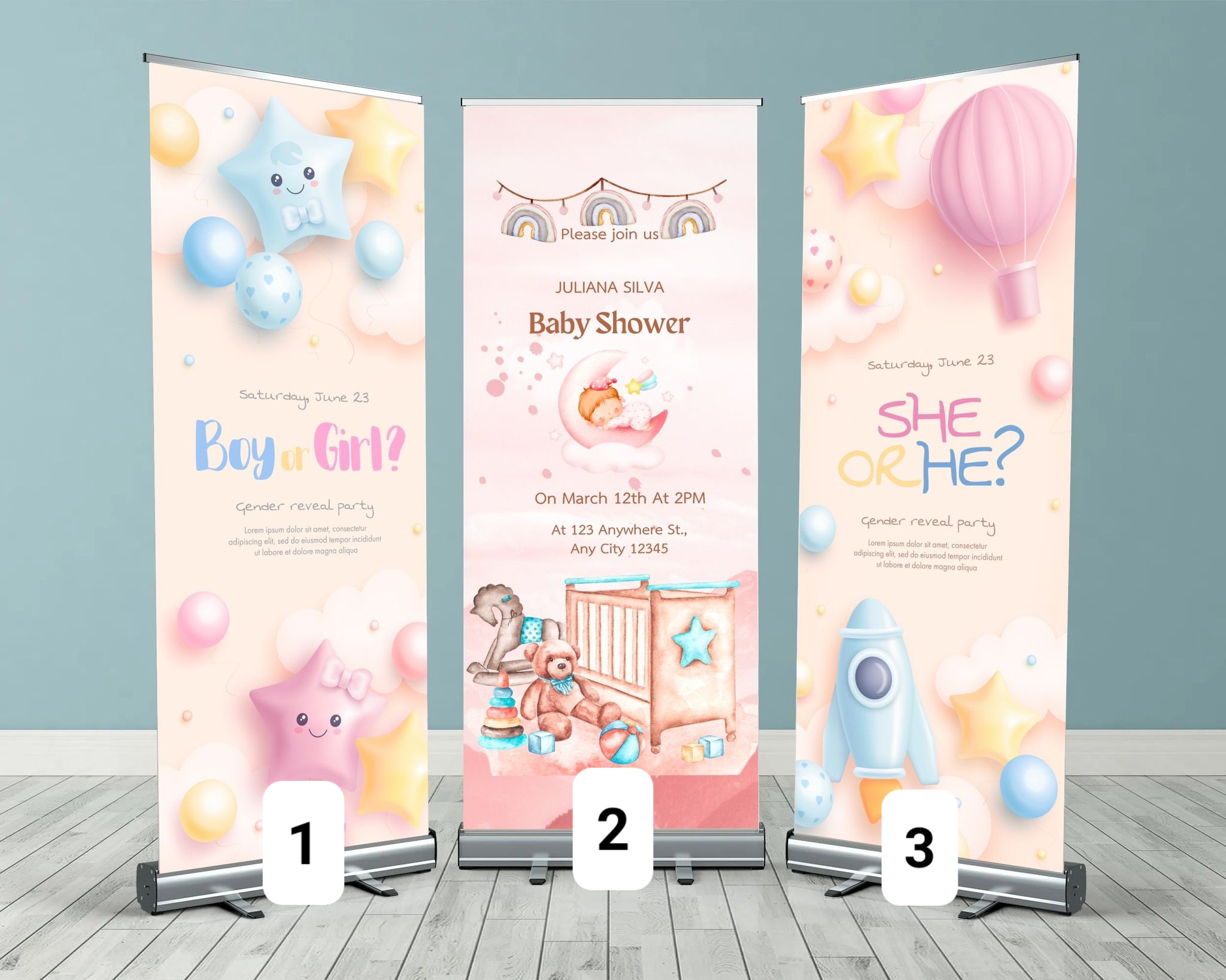 Personalised gender reveal roller banner poster - MCPrints